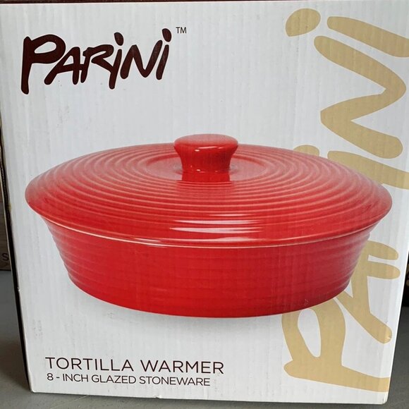 Parini | Kitchen | Parini Tortilla Warmer 8 Dia Red New In Box Glazed ...